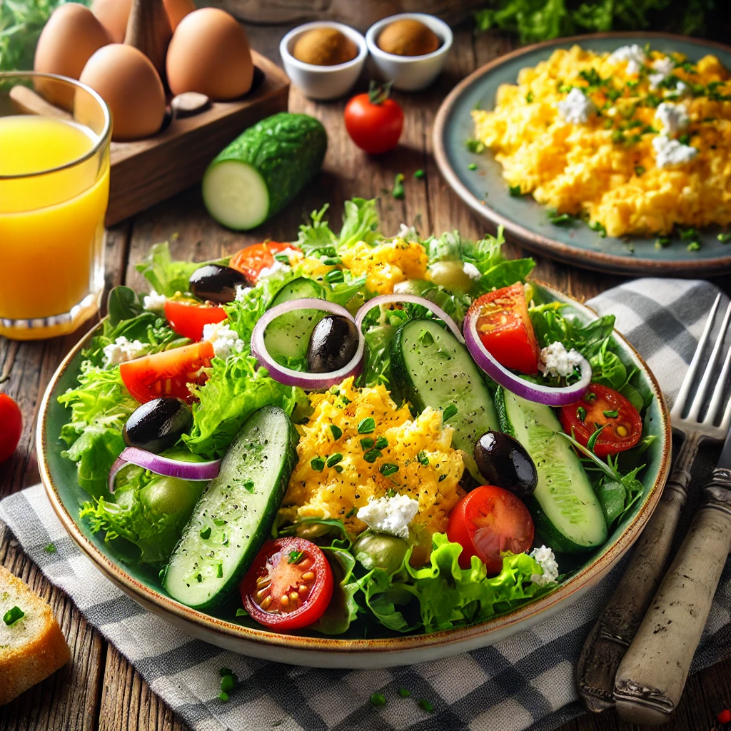 Classic Comfort Food Duo: Tossed Salad and Scrambled Eggs - Gimme Recipe