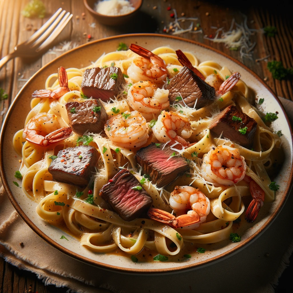 Steak and Shrimp Pasta: A Surf and Turf Delight - Gimme Recipe