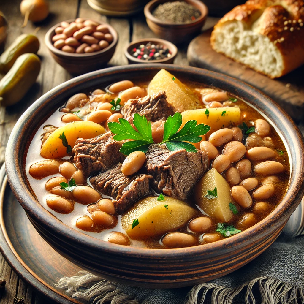 Traditional Shabbat Cholent with Beef and Beans - Gimme Recipe