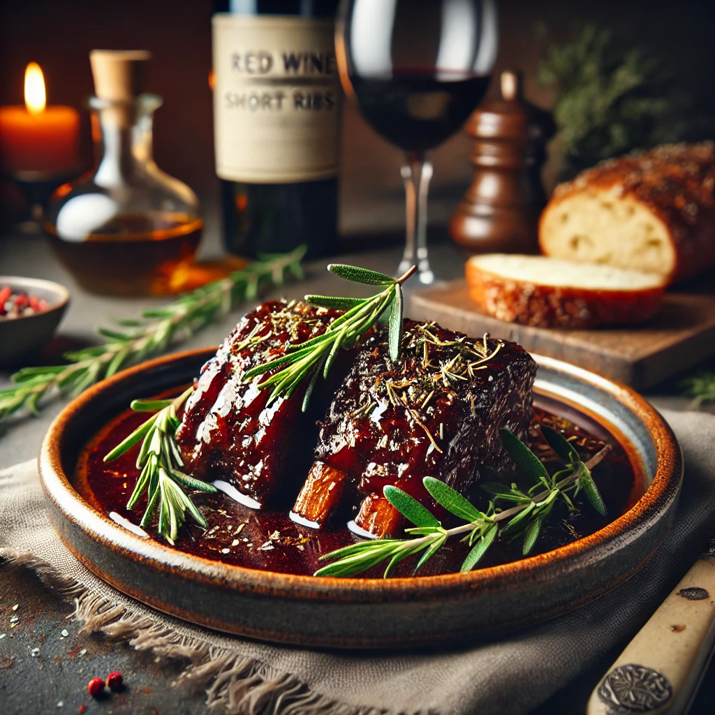 Unforgettable Red Wine-Braised Short Ribs with Rosemary - Gimme Recipe