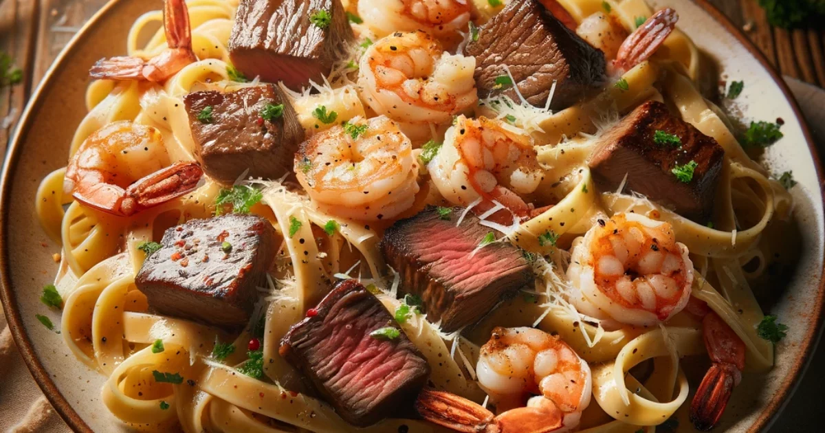Steak and Shrimp Pasta: A Surf and Turf Delight - Gimme Recipe